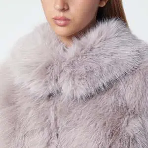 ROTATE BY BIRGER CHRISTENSEN Short Flared Faux Fur Jacket