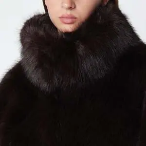 ROTATE BY BIRGER CHRISTENSEN Short Taupe Faux Fur Jacket