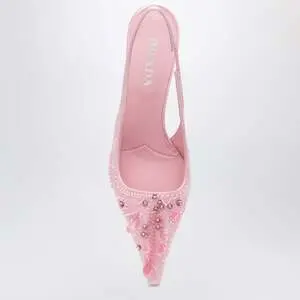 Prada Silk And Viscose Slingback Pumps - Pink
