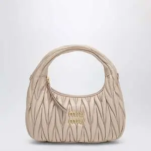 Miu Miu Small Miu Wander Bag In Matelassé Leather, Powder Pink Pink