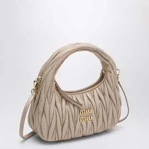 Miu Miu Small Miu Wander Bag In Matelassé Leather, Powder - Pink