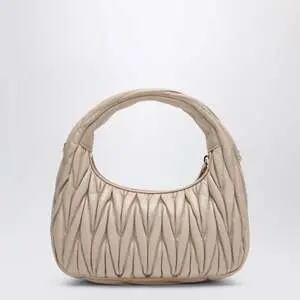 Miu Miu Small Miu Wander Bag In Matelassé Leather, Powder - Pink