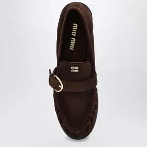 Miu Miu Dark Suede Moccasins