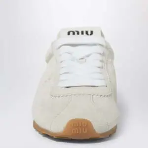 Miu Miu Plume Sneakers In Suede - White