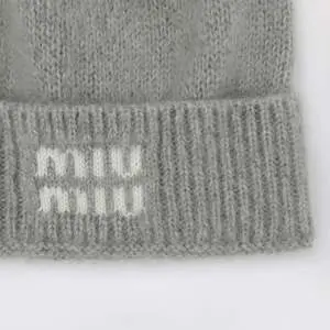 Miu Miu Beanie In Mohair Blend - Grey