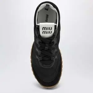 Miu Miu Tyre Sneakers In Re-nylon And Suede - Black