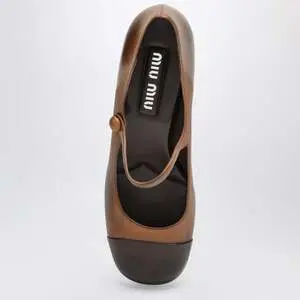 Miu Miu Cognac/dark Leather Mary Jane Pumps