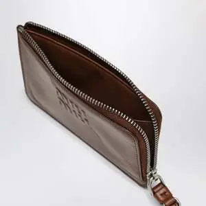Miu Miu Rosewood Envelope Card Holder In Calfskin - Brown
