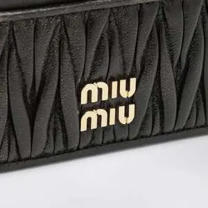 Miu Miu Card Holder In Quilted Nappa - Brown
