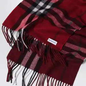 Burberry Cashmere Scarf With Faded Check Pattern - Red