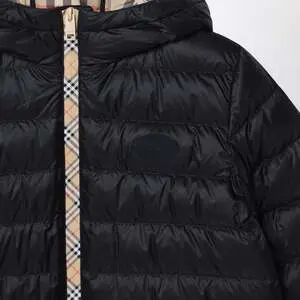 Burberry Nylon Down Jacket With Check Details
