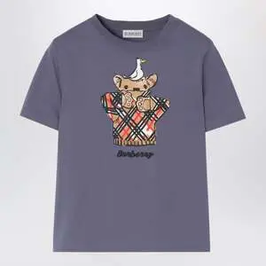 Burberry Purple- Cotton T-shirt With Logo Print - Blue