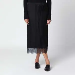 ANINE BING Black Shelby Silk Satin Skirt