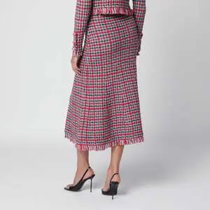 SELF-PORTRAIT Checked Midi Skirt In Cotton And Wool