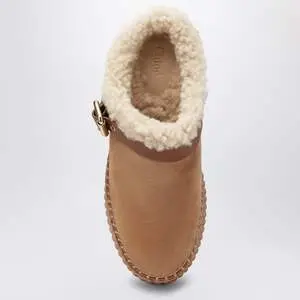 Chloé Light Nama Suede Wedge Mules