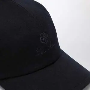 Loro Piana Navy Cashmere Baseball Cap