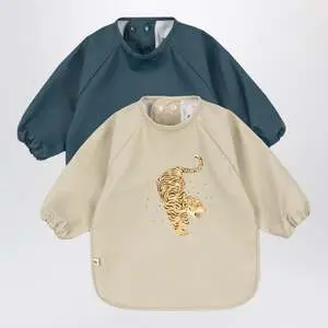 KONGES SLØJD Set Of 2 Tiger Roar Bibs With Sleeves - Multicolor