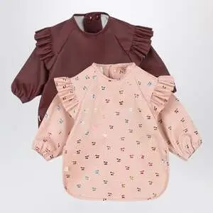 KONGES SLØJD Set Of 2 Cherry Glitter Bibs With Sleeves - Multicolor