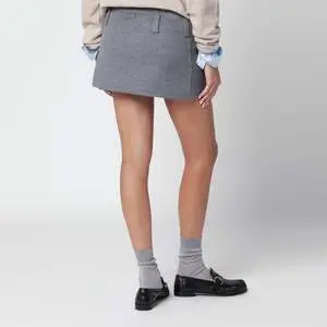 Miu Miu Gray Wool And Cashmere Miniskirt