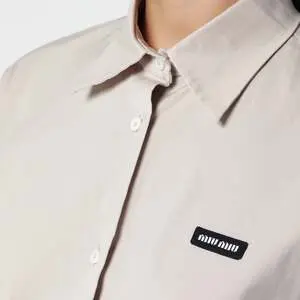 Miu Miu Shirt In Stretch Poplin, Chalk