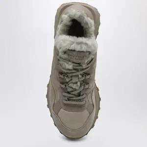 Brunello Cucinelli Runners Ice Sneakers In Suede And Techno Cotton