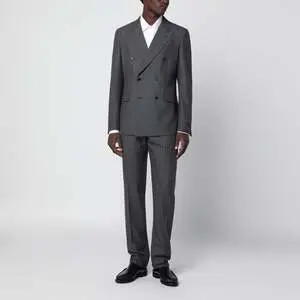 Prada Ebony Double-breasted Suit In Virgin Wool