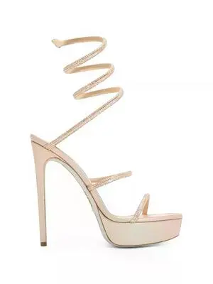 Rene Caovilla Cleo Rhinestone-embellished Platform Sandals - Neutrals