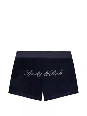 Sporty & Rich Krystal Logo-embellished Shorts