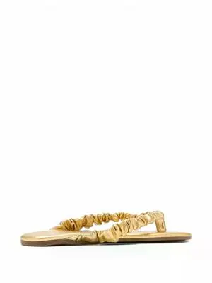 Tkees Savannah Ruched-leather Flat Thong Sandals - Gold
