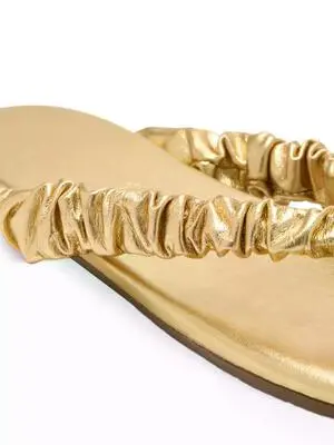 Tkees Savannah Ruched-leather Flat Thong Sandals - Gold