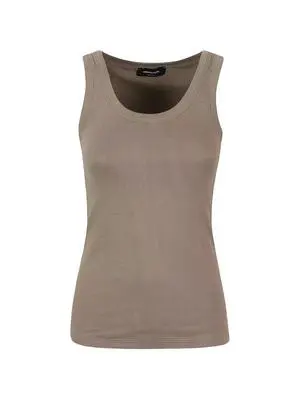 Fabiana Filippi Bead-trim Ribbed Top - Brown