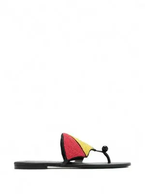Staud Umbrella Bead-embellished Sandals - Red