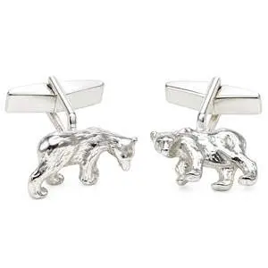 SIMON KEMP JEWELLERS Polar Bear Cufflinks In Solid Sterling Recycled - Silver