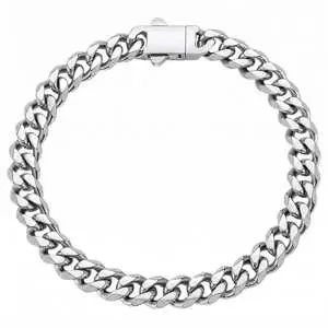 HARFI Cuban Curb Chain Bracelet For - Silver