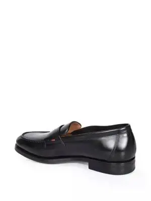 Santoni Leather Penny Loafers - Black