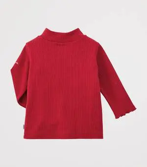 MIKI HOUSE Ribbed High-neck T-shirt