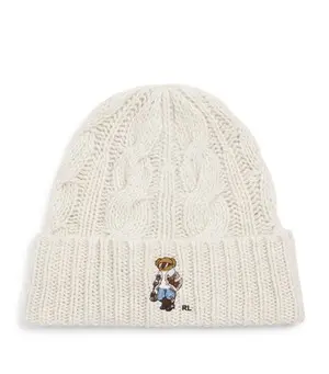 Polo Ralph Lauren Cable-knit Polo Bear Beanie - Ivory