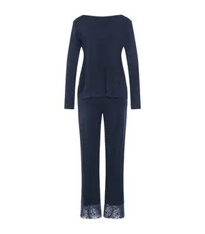 Hanro Lace-trim Long-sleeve Pyjamas