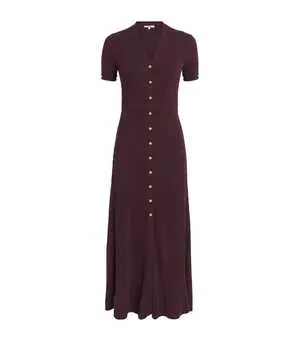 Maje Cable-knit Button Midi Dress