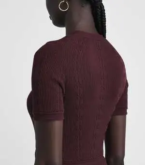 Maje Cable-knit Button Midi Dress