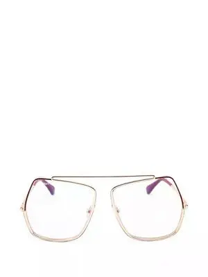 Max Mara Oversized Geometric-frame Glasses - Gold