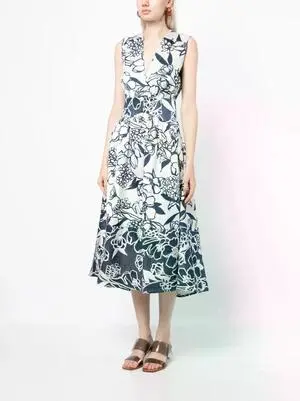 Silvia Tcherassi Nayla Whimsical Garden-print Dress - Blue