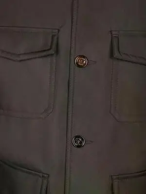 MOORER Hooded Multi-pocket Jacket - Brown