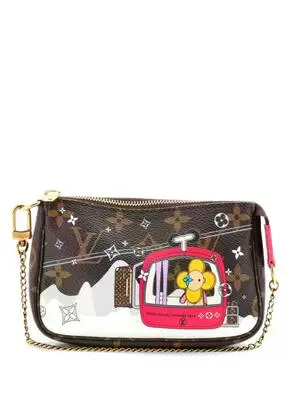 LOUIS VUITTON Pochette Accessoires Limited Edition Vivienne Xmas Monogram Canvas Mini Clutch Bag - Brown