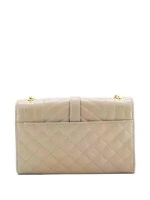 Saint Laurent Classic Monogram Envelope Satchel Mixed Matelasse Leather Small Crossbody Bag - Neutrals