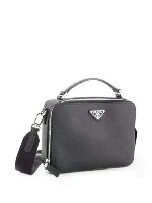 Prada Brique Saffiano Leather Small Crossbody Bag - Black