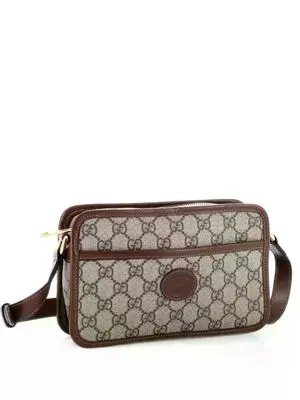Gucci Interlocking G Patch Camera Bag Gg Coated Canvas Mini Crossbody Bag - Brown