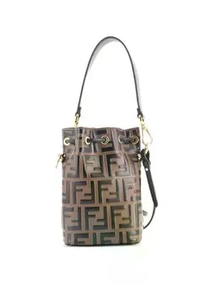 Fendi Mon Tresor Zucca Embossed Leather Mini Bucket Bag - Brown