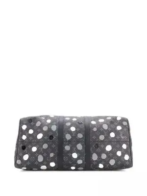 LOUIS VUITTON Keepall Bandouliere Bag Yayoi Kusama Painted Dots Monogram Eclipse Canvas 55 Travel Bag