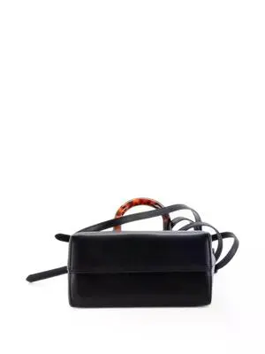 Fendi Logo The Way Top Handle Bag Embossed Leather Mini Crossbody Bag